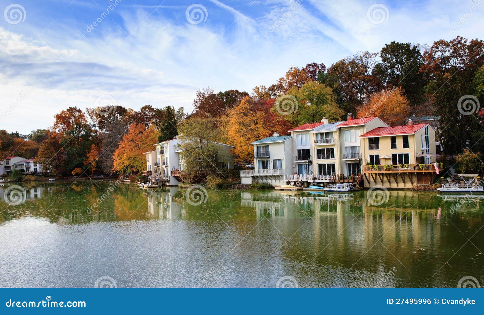 Landscape: Autumn at the Lake Reston VA Stock Photo - Image of ...