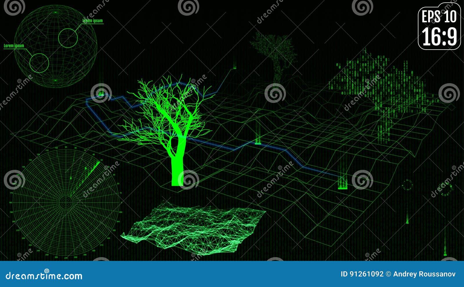 Landscape Background. Cyberspace Landscape Grid. 3d Technology Stock ...