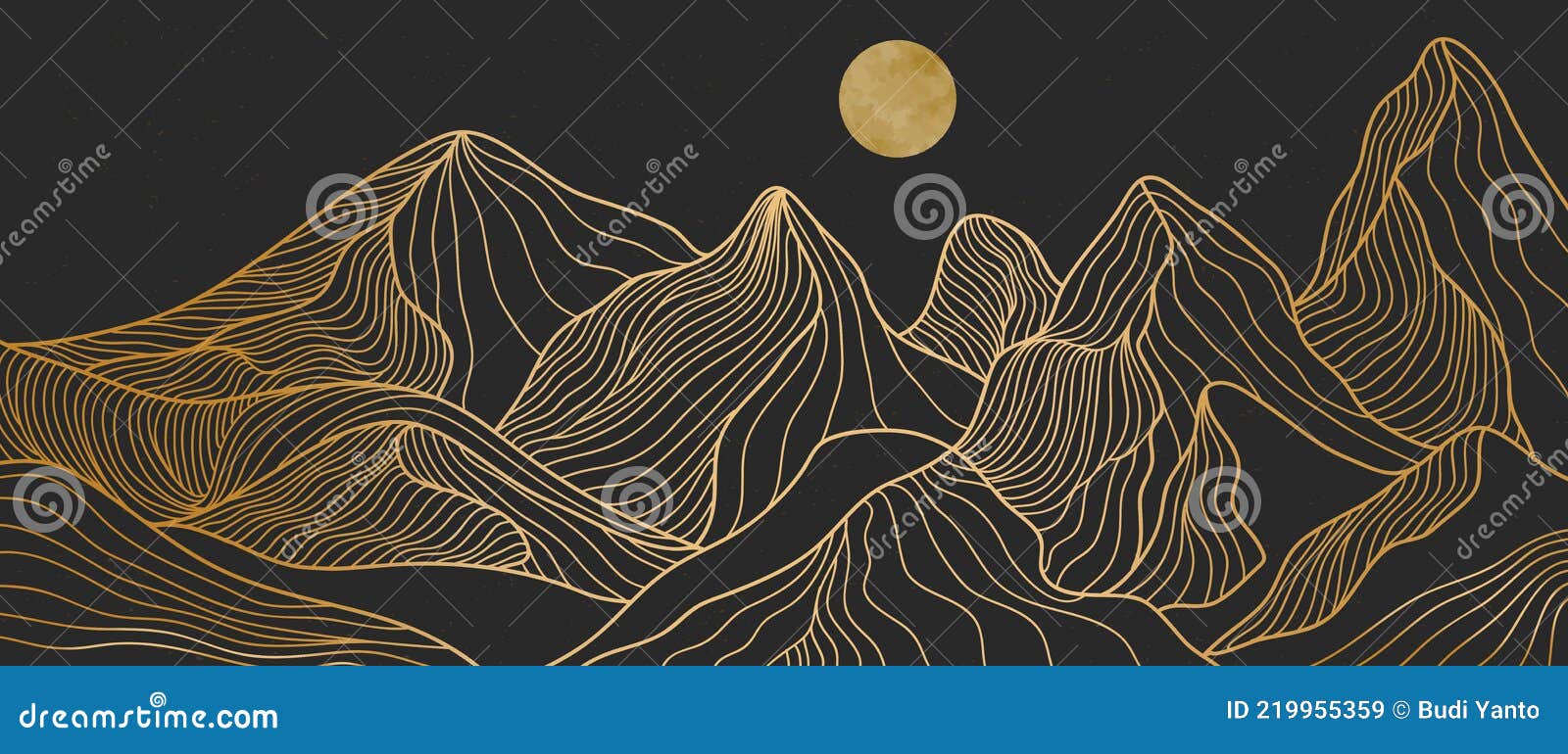Landscape Background with Line Art Pattern Vector. Abstract Mountain ...