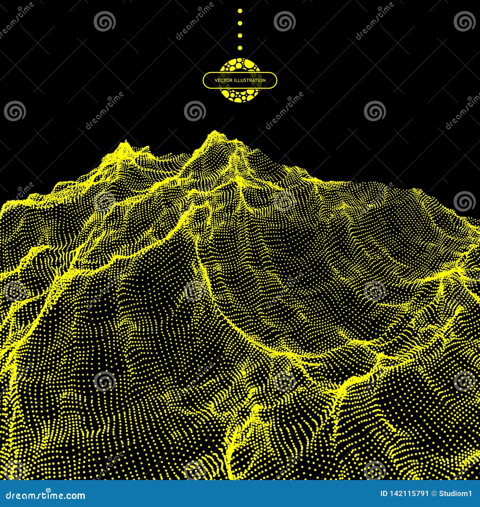 Landscape Background. Terrain. Array with Dynamic Particles Stock ...