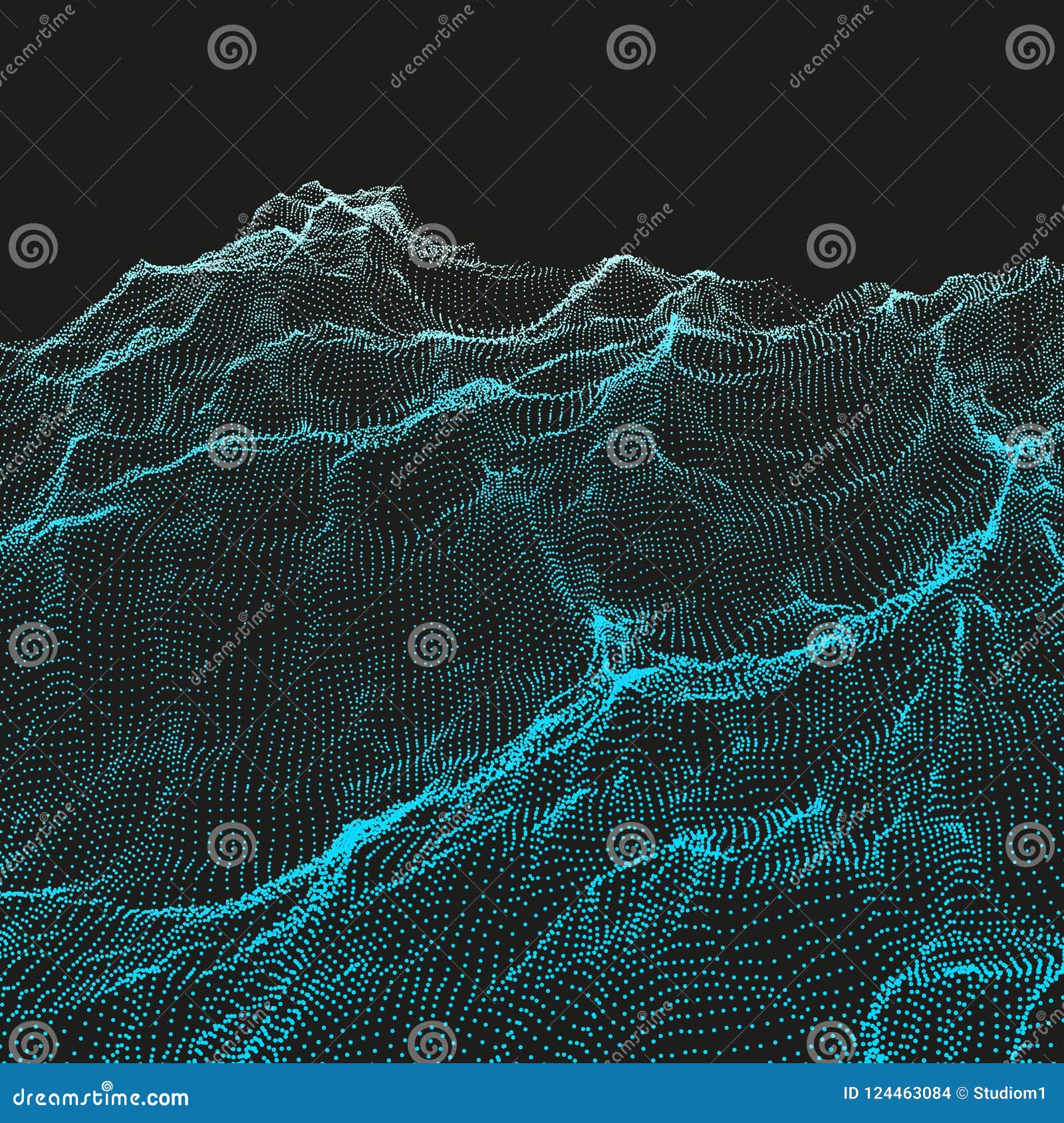 Landscape Background. Terrain. Cyberspace Grid. 3D Technology Vector ...
