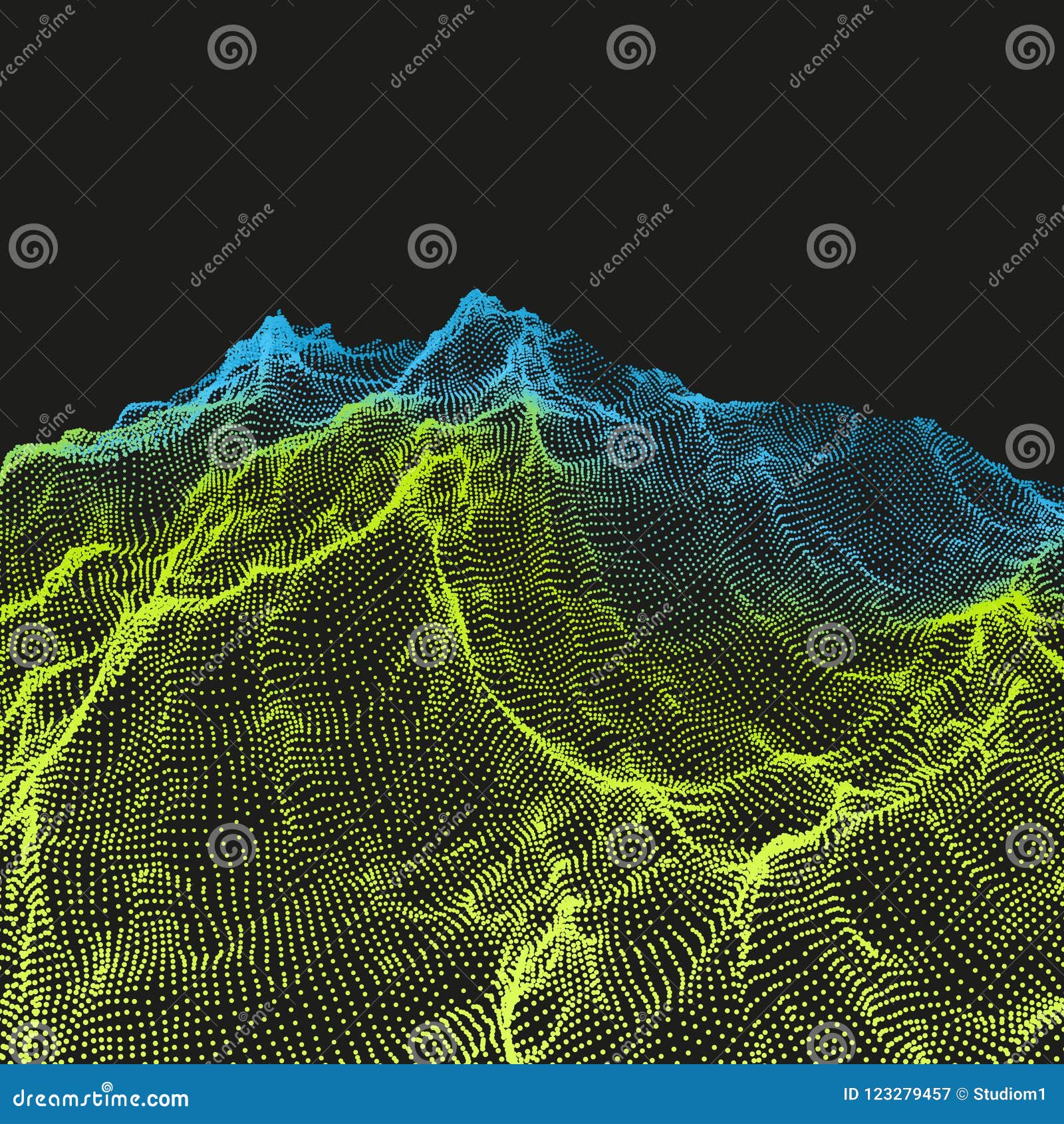 Landscape Background. Terrain. Cyberspace Grid. 3D Technology Vector ...