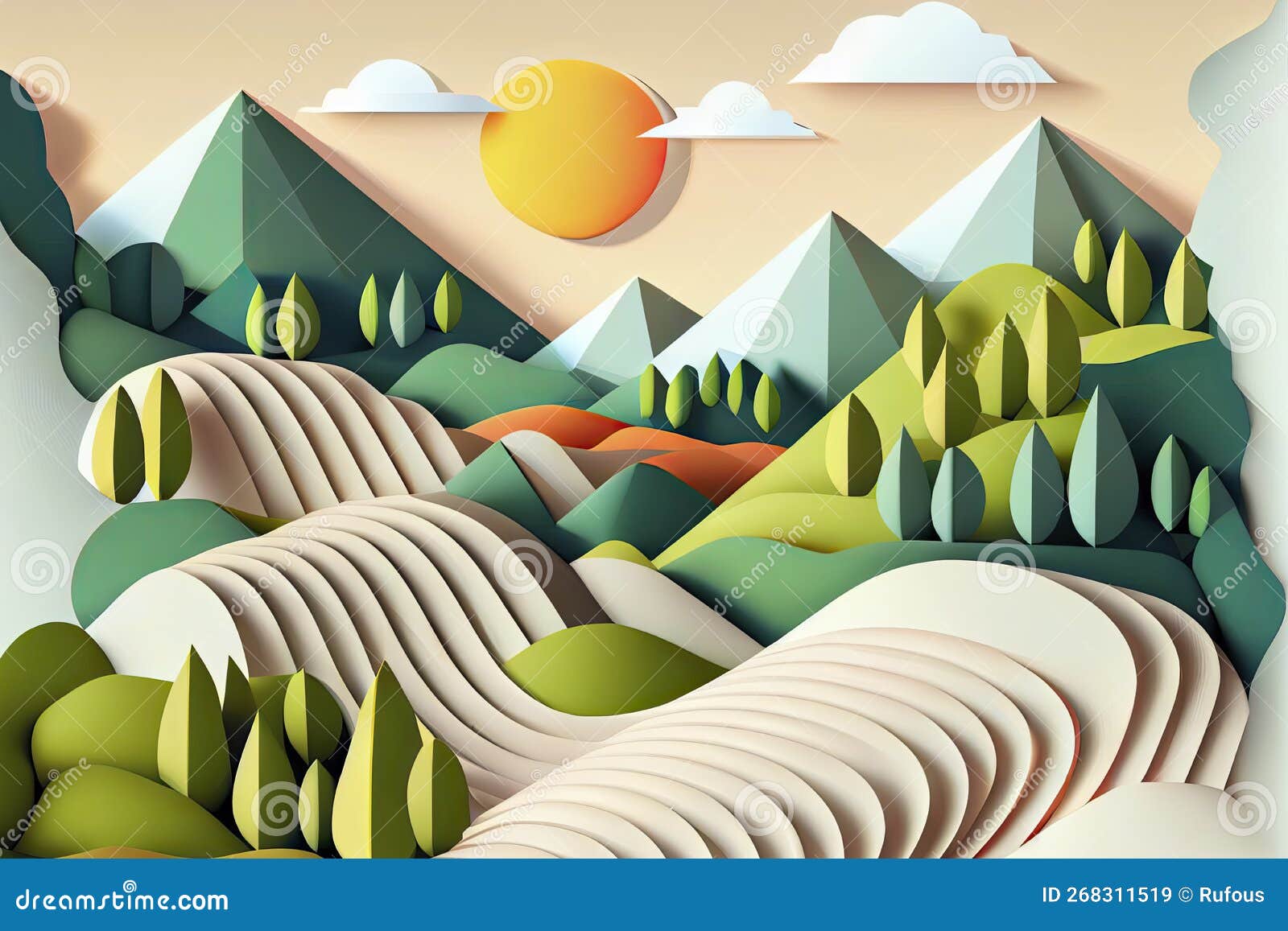Landscape Background. Terrain. Pattern with Optical Illusion Stock ...