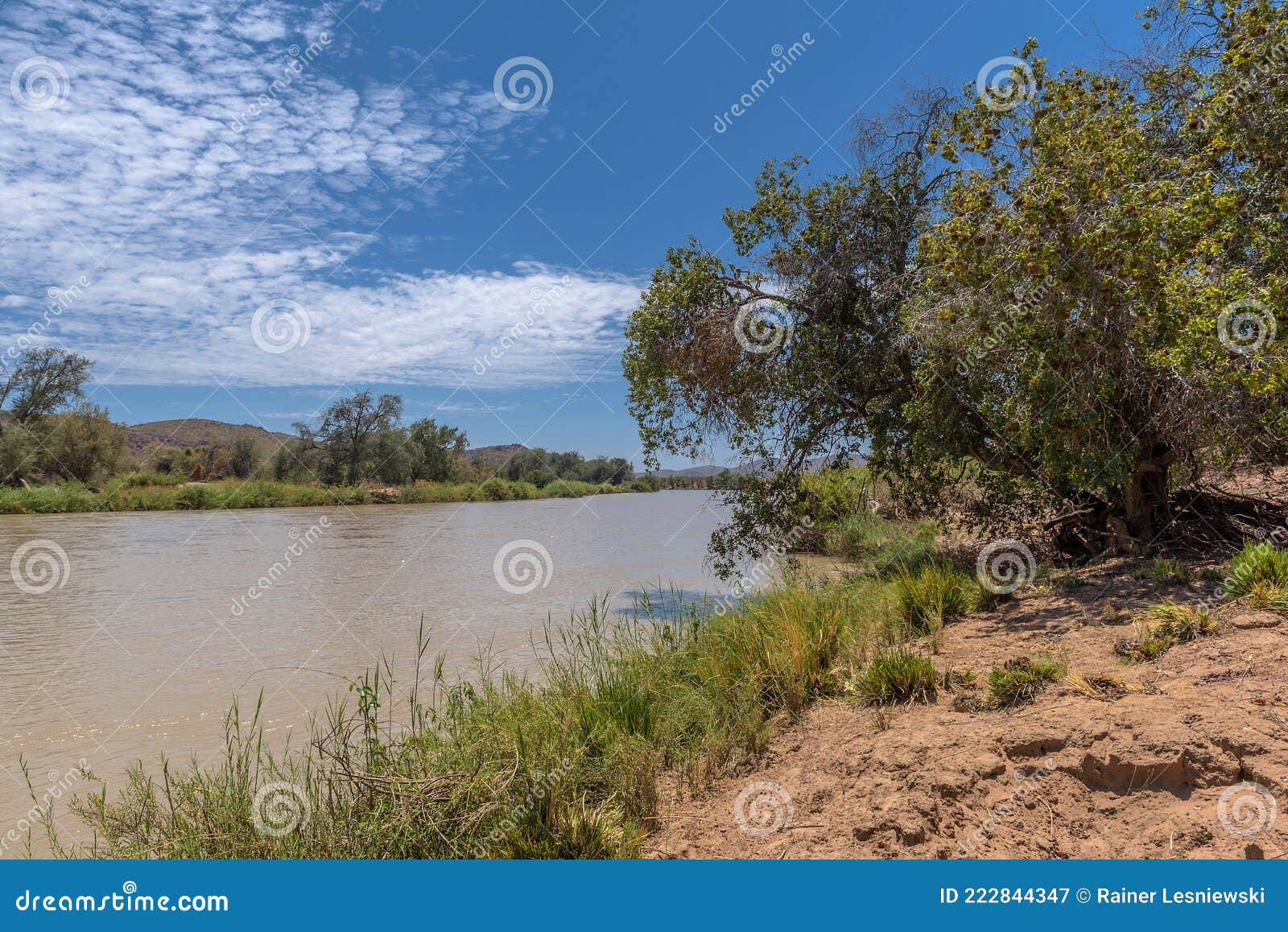 Landscape on the Banks of the Kunene River, the Border River between ...