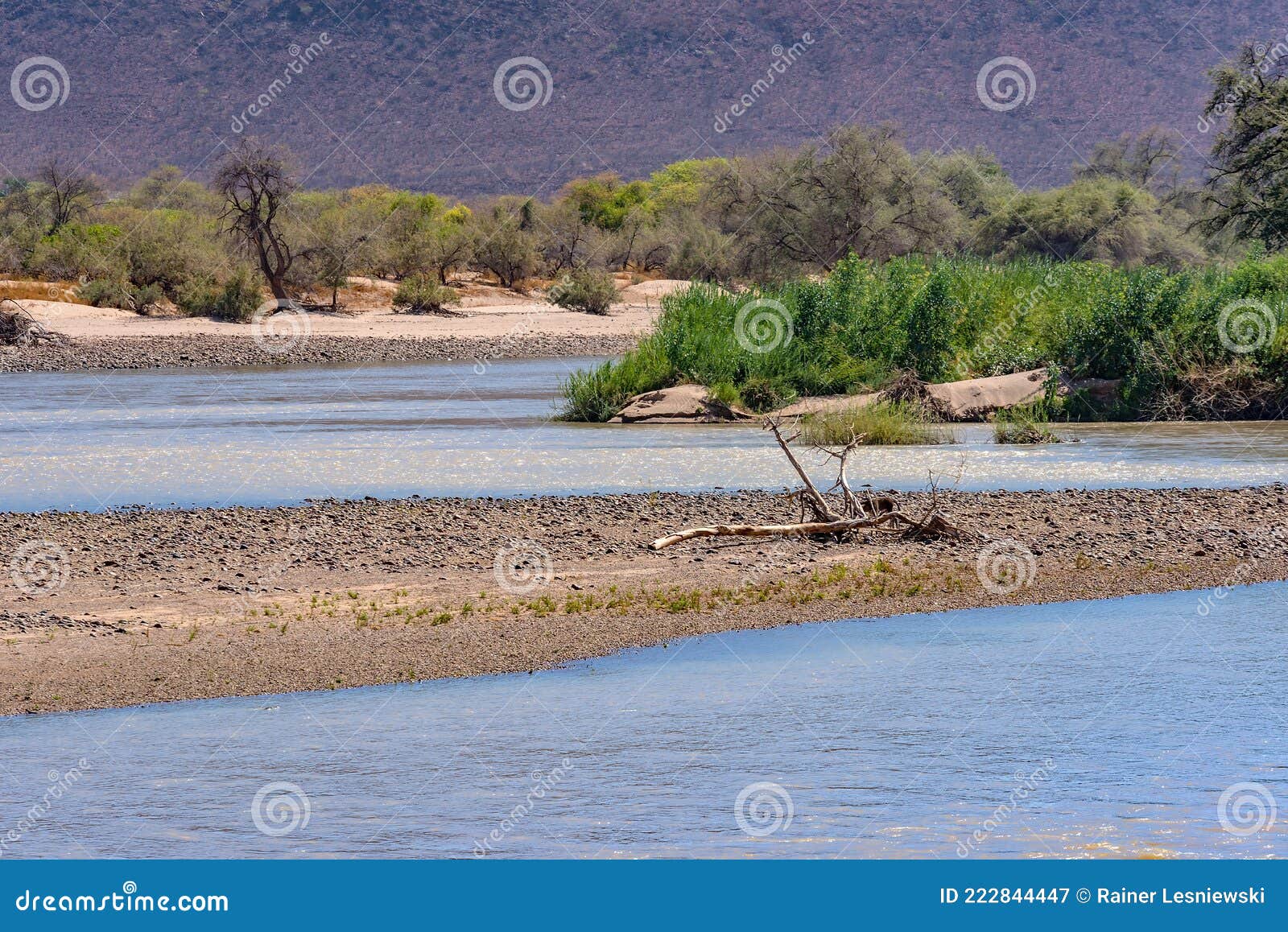 Landscape On The Banks Of The Kunene River, The Border River Between ...