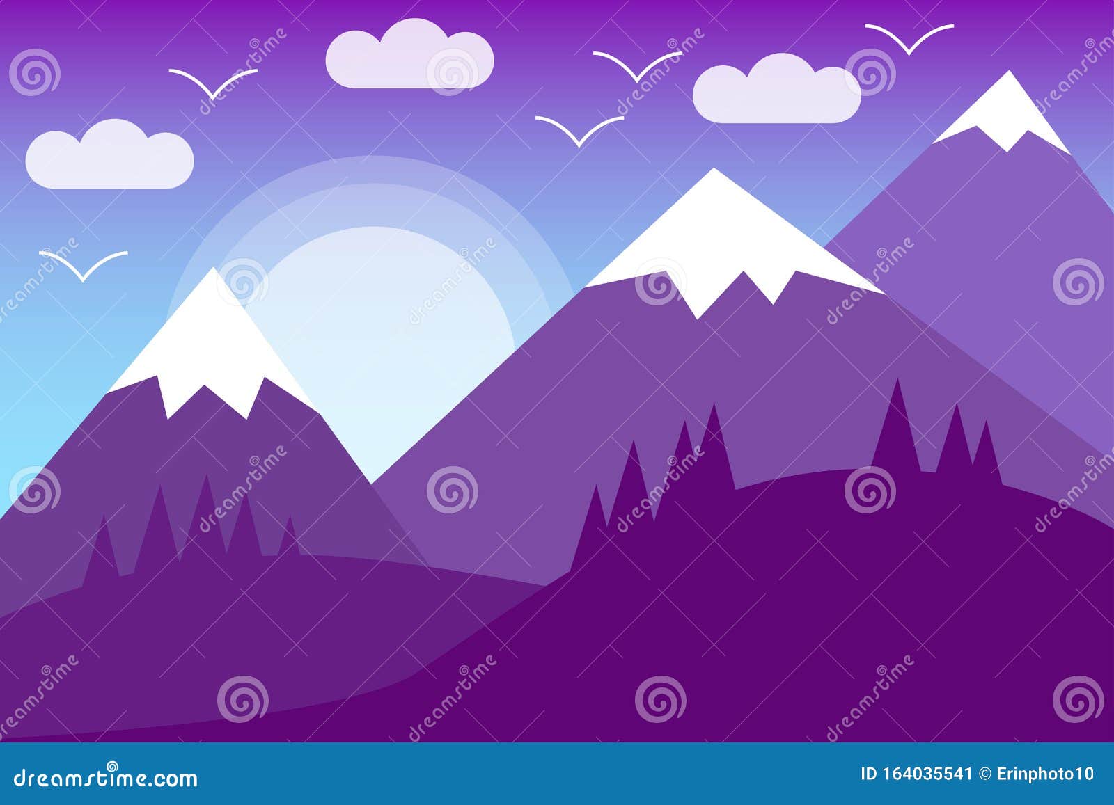 Landscape Banner with Mountains, Vector Image in Flat Design Style ...