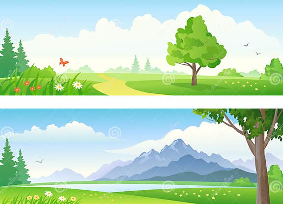 Landscape banners stock vector. Illustration of cartoon - 40762534