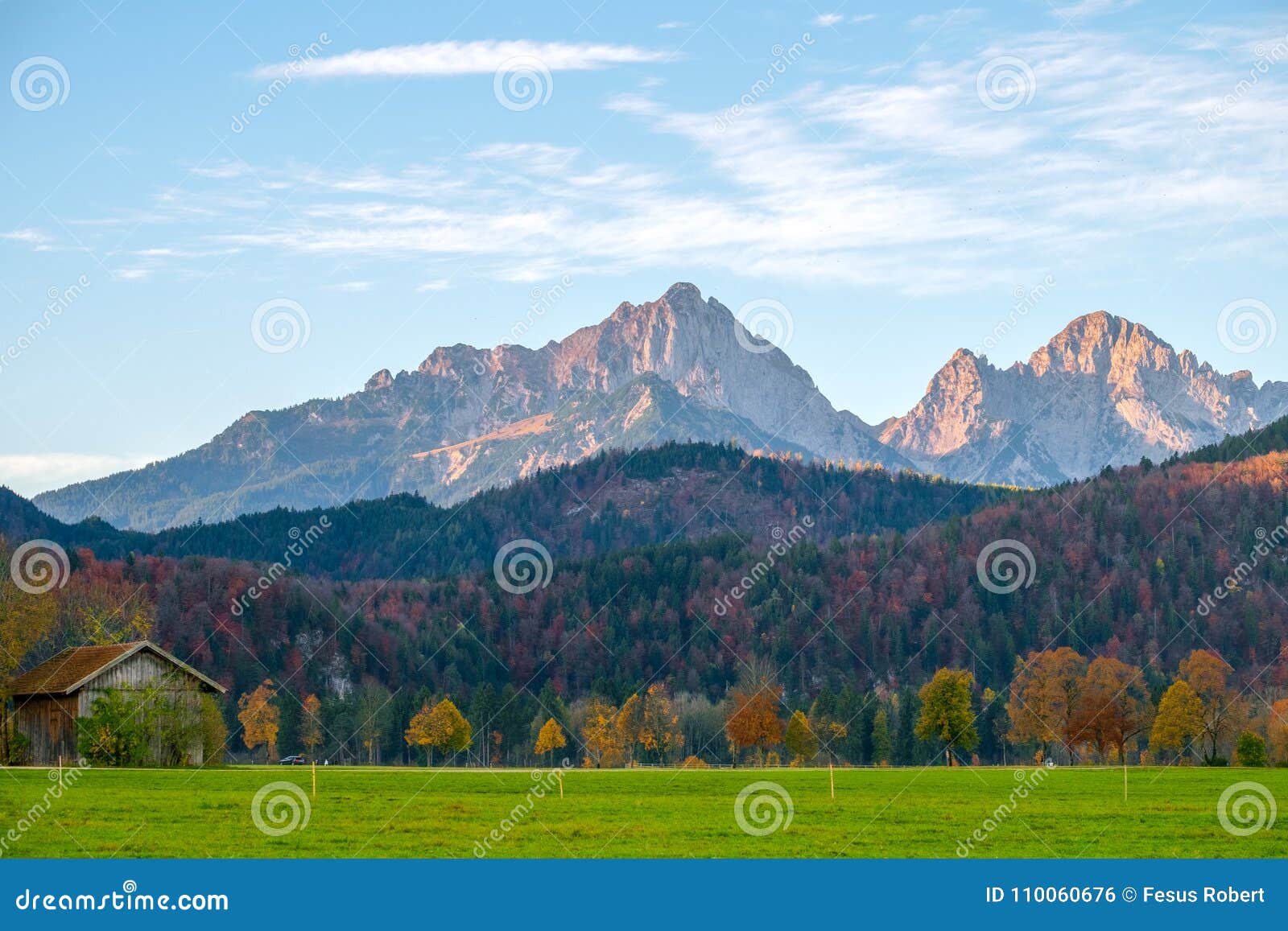 Landscape in the Bavarian Alps Stock Photo - Image of mountain, grass ...