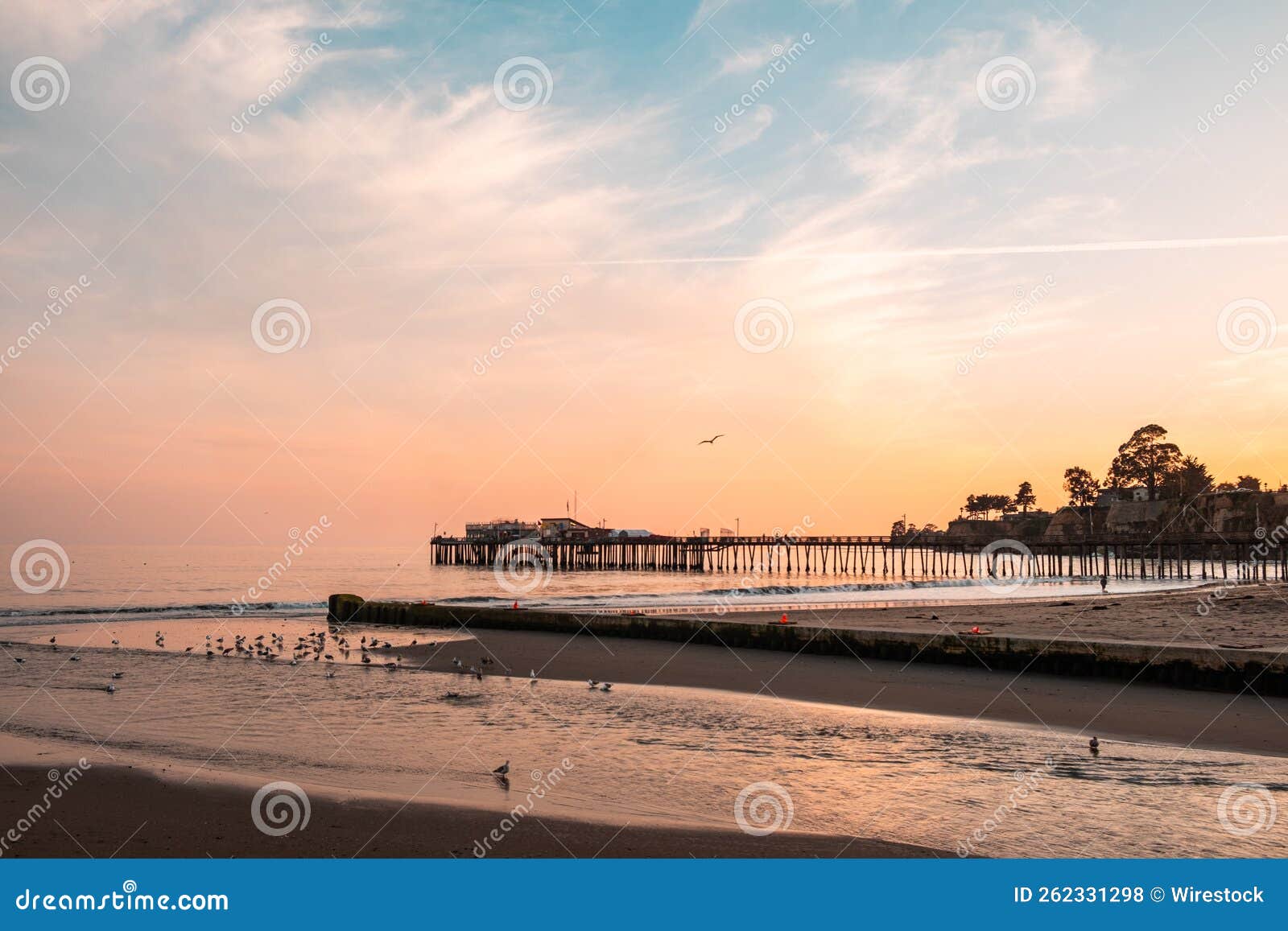Landscape of a Beach at Sunset in Santa Cruz Stock Photo - Image of ...