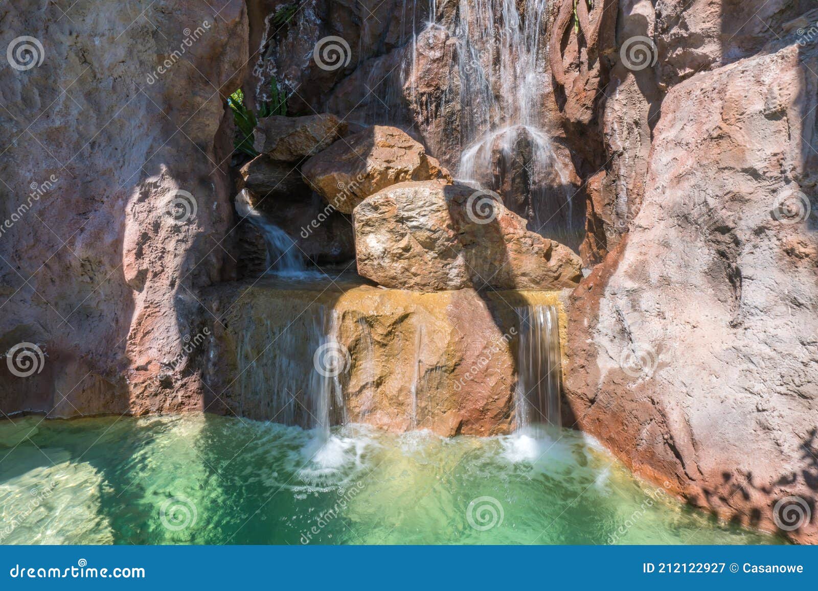 Landscape of Beautiful Artificial Waterfall in Garden at the Public ...
