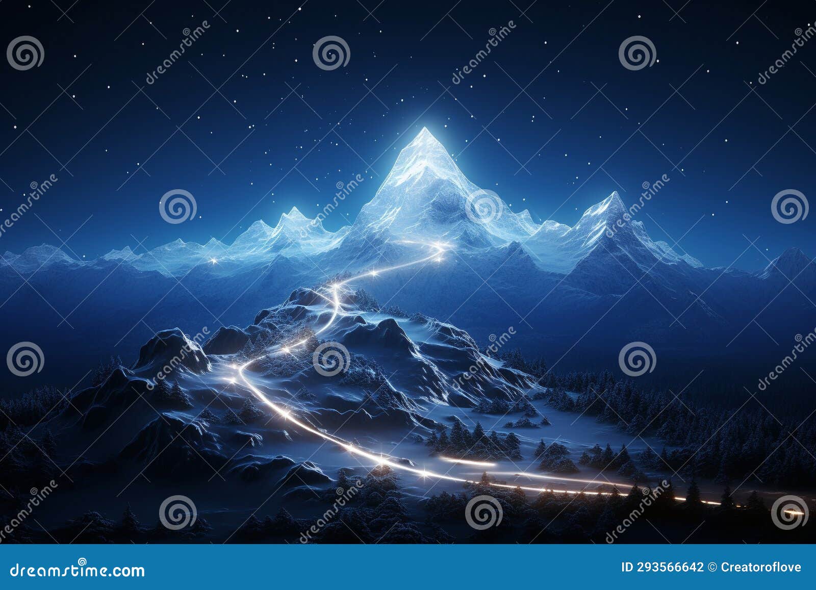 Landscape of Beautiful Shining Mountain and Light Shining Stock ...