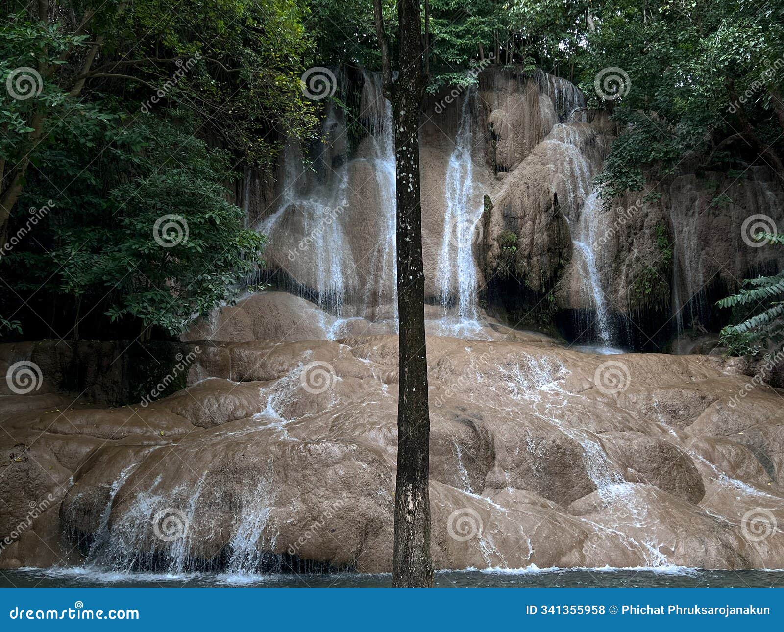 Landscape of Beautiful Waterfall in the Tropical Forest. the Level of ...