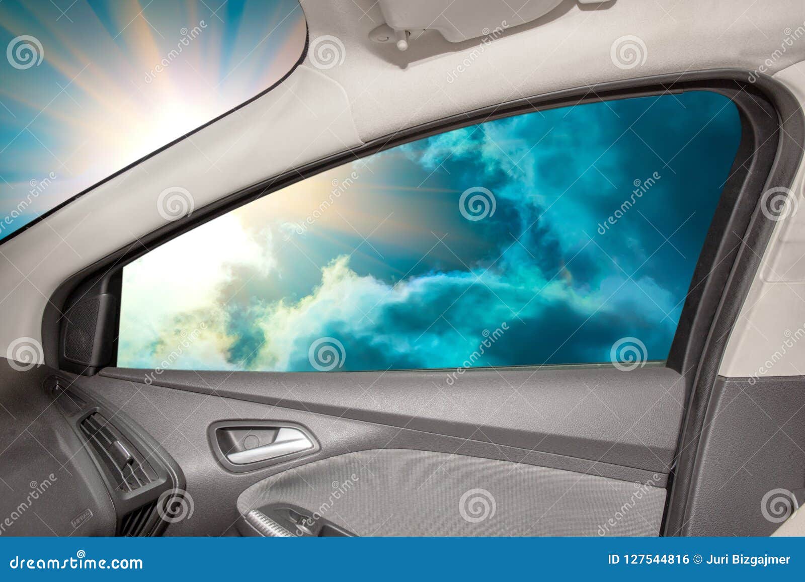 Landscape Behind Car Window Stock Photo - Image of clear, sunny: 127544816