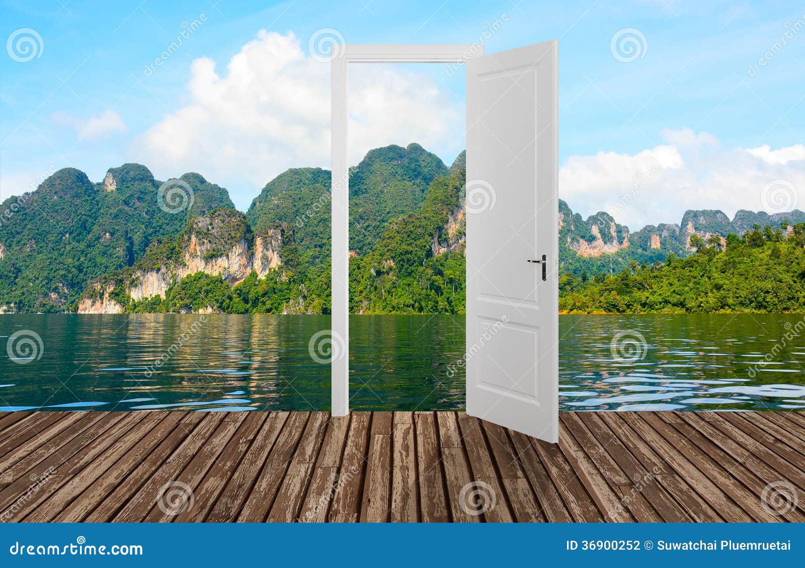 Landscape Behind the Opening Door,3D Stock Photo - Image of frame ...