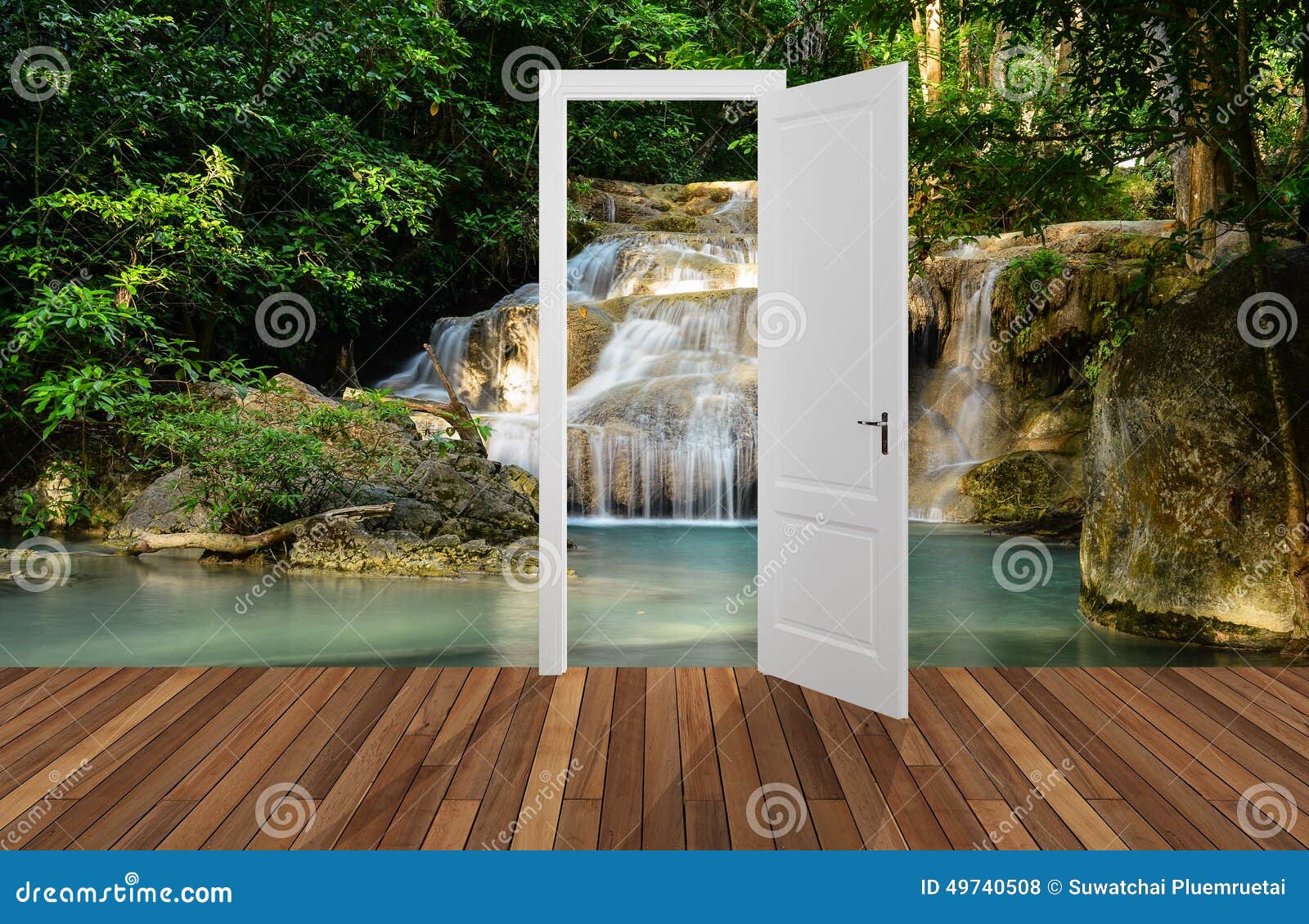 Landscape Behind the Opening Door,3D Stock Photo - Image of dawn, open ...