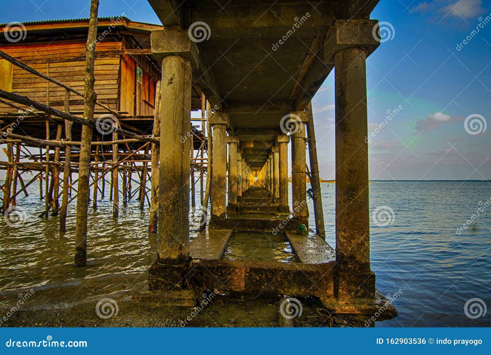 Under Bridge Trikora Beach Lamdscape Sunset Editorial Photo - Image of ...
