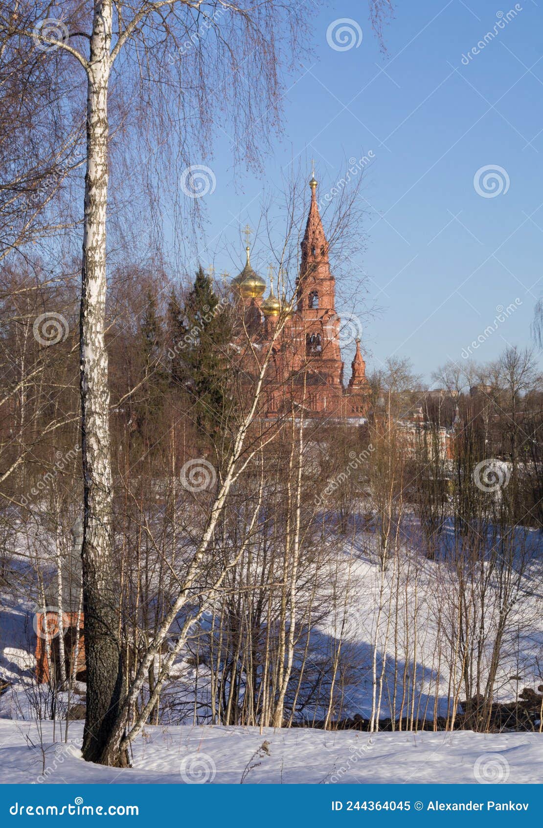 Landscape with Birch Tree and Chernihiv Hermitage Stock Image - Image ...