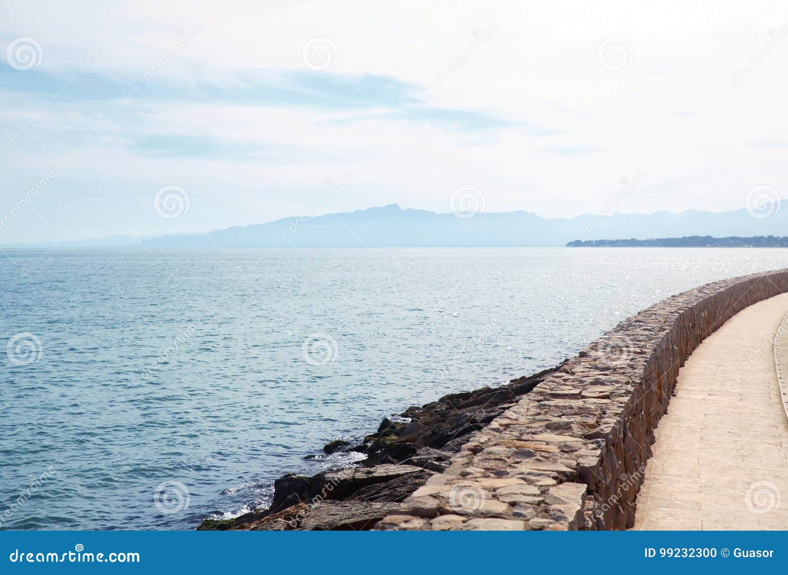Landscape of Blue Sea or Ocean and Stone Path Stock Photo - Image of ...