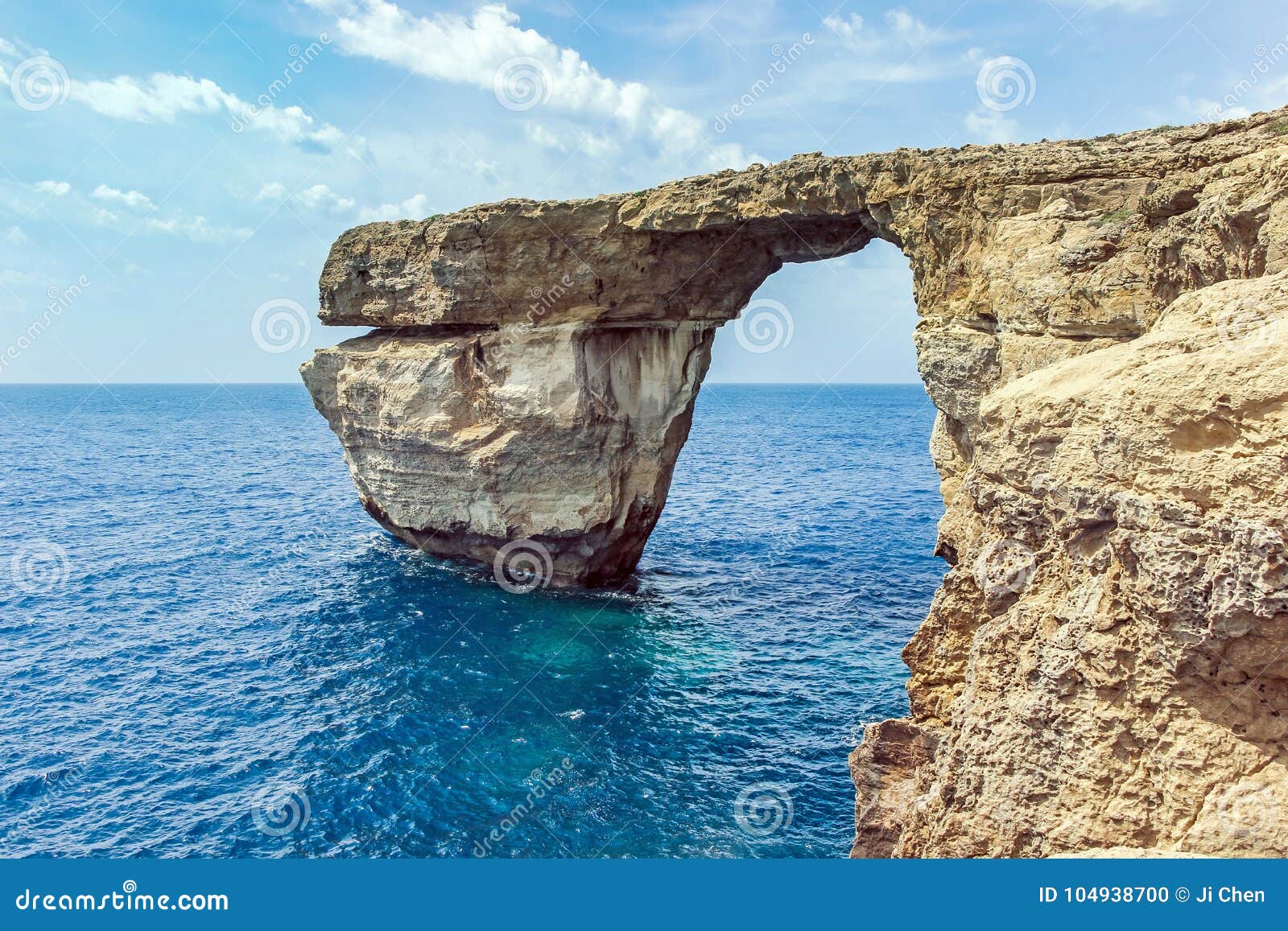 Landscape of Blue Window in Malta Stock Photo - Image of arch, cliff ...