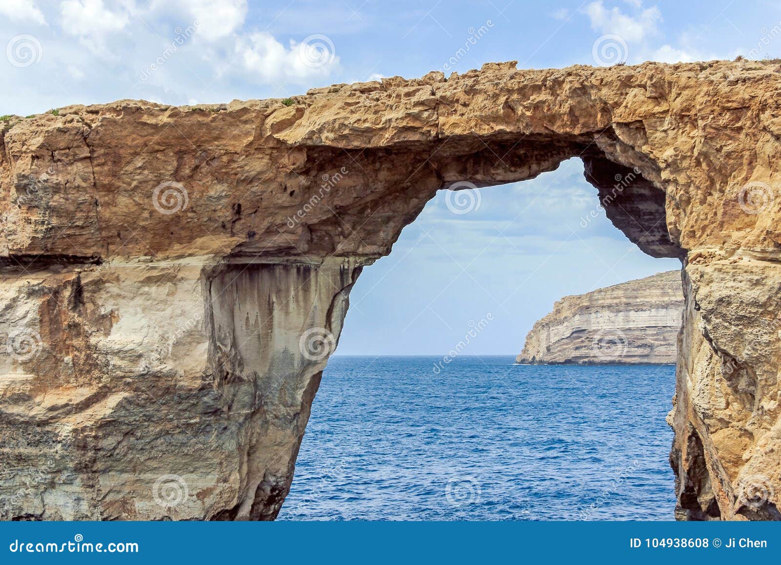 Landscape of Blue Window in Malta Stock Photo - Image of stone, water ...