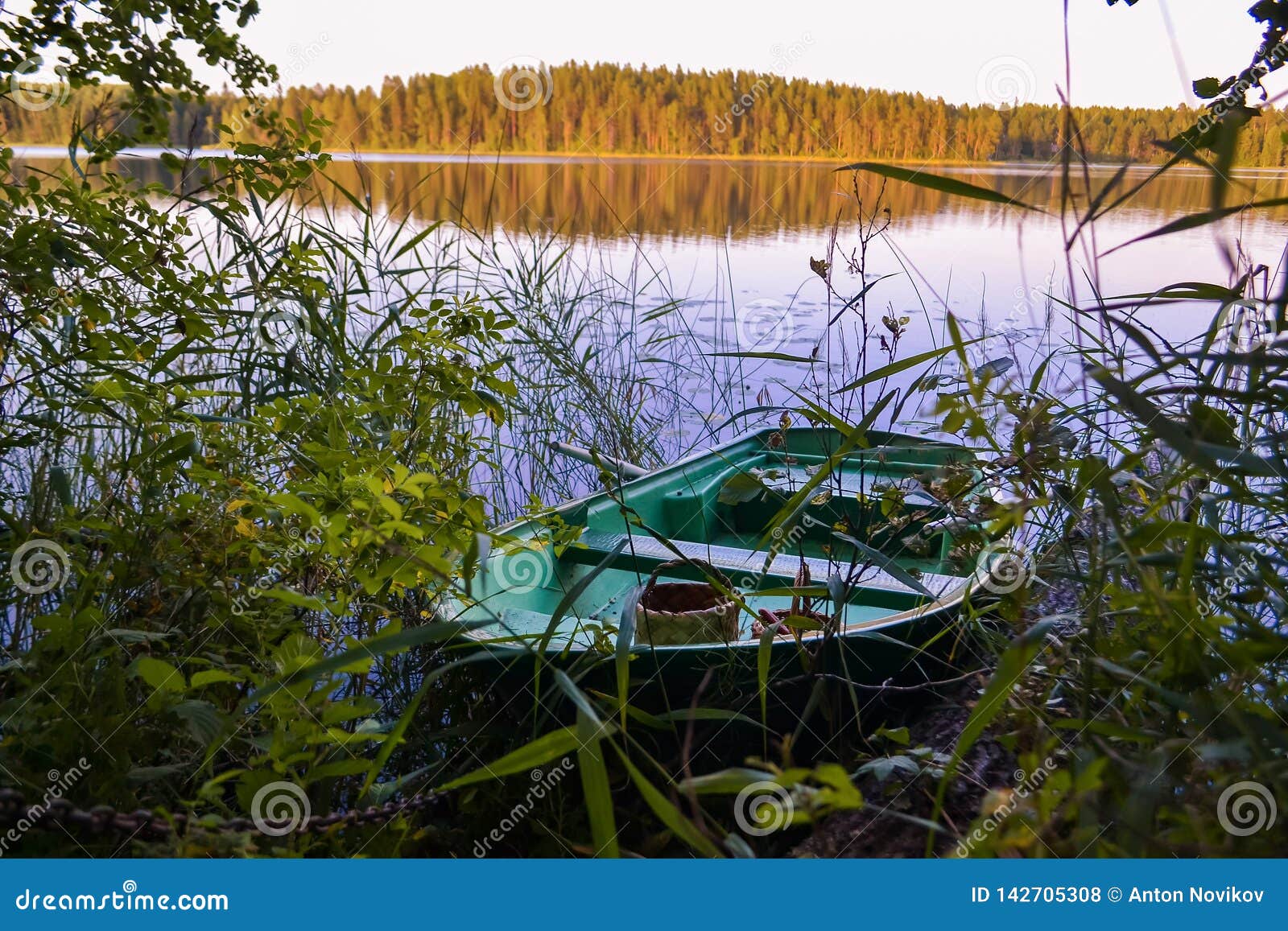 Landscape with a boat stock photo. Image of trees, calm - 142705308