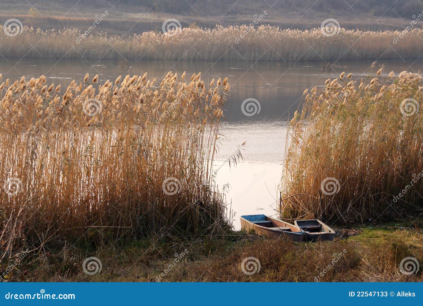 Landscape with Boat on River Stock Image - Image of wave, autumn: 22547133