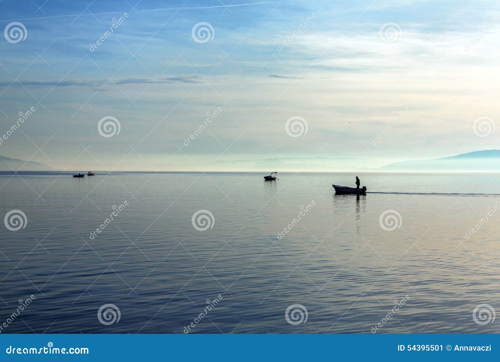 Landscape with Boats and Sea Stock Image - Image of reflection, serene ...