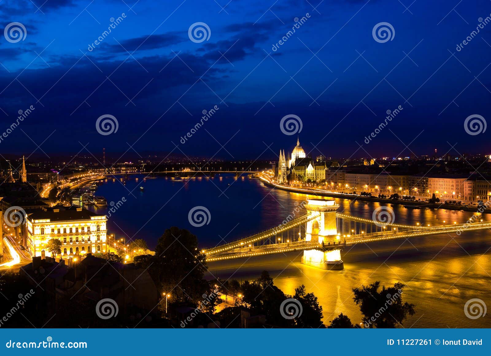A Landscape of Budapest in the Night Stock Image - Image of navigate ...