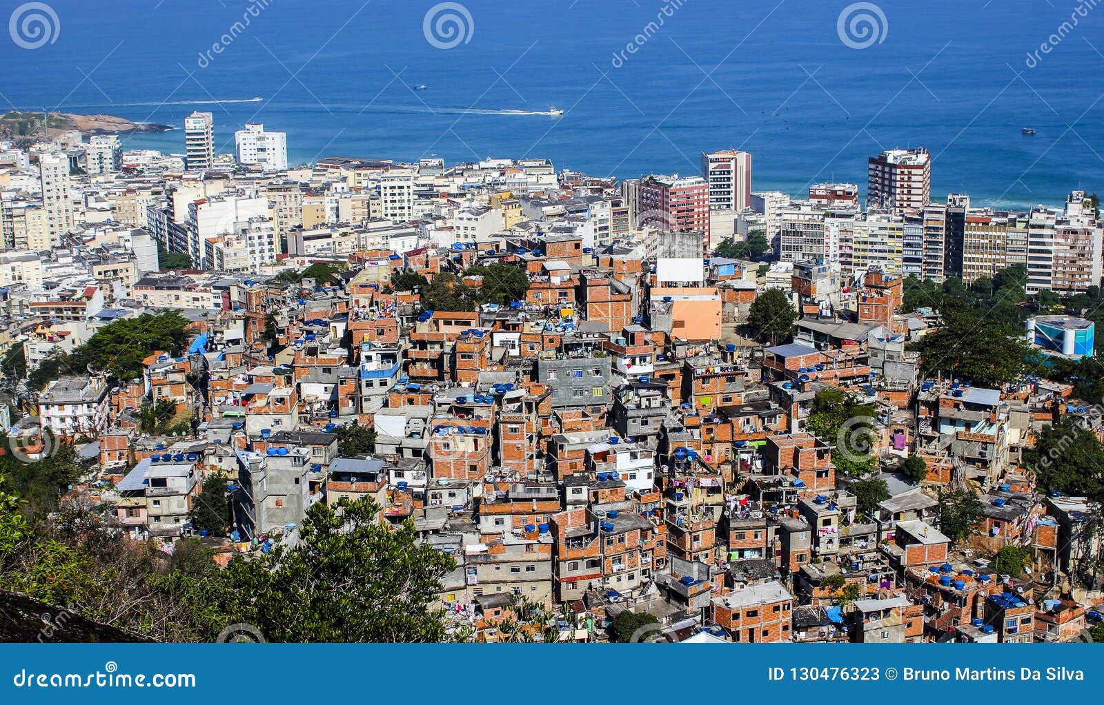 Landscape of the Cantagalo Favela Stock Image - Image of illegal ...