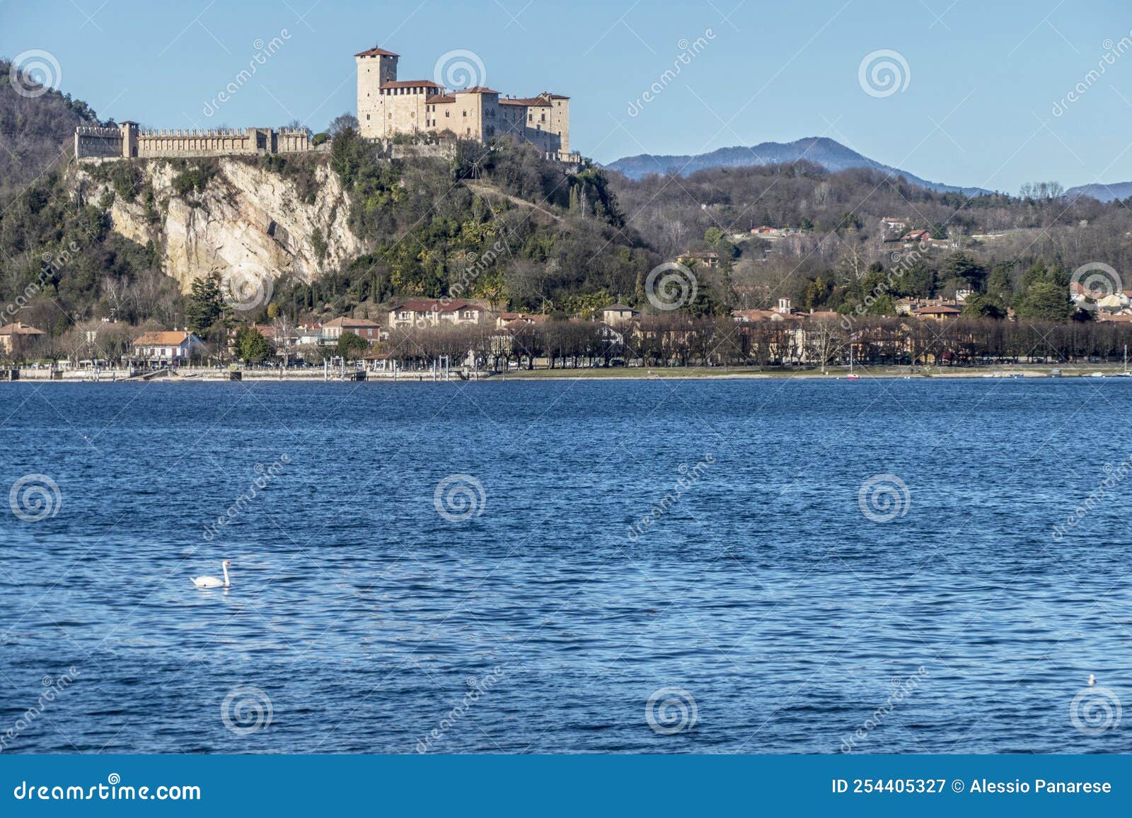 Landscape of the Castle of Angera and the City Stock Image - Image of ...