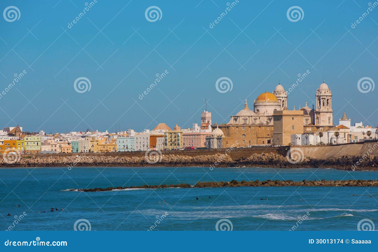 Cadiz and ocean stock photo. Image of city, building - 30013174