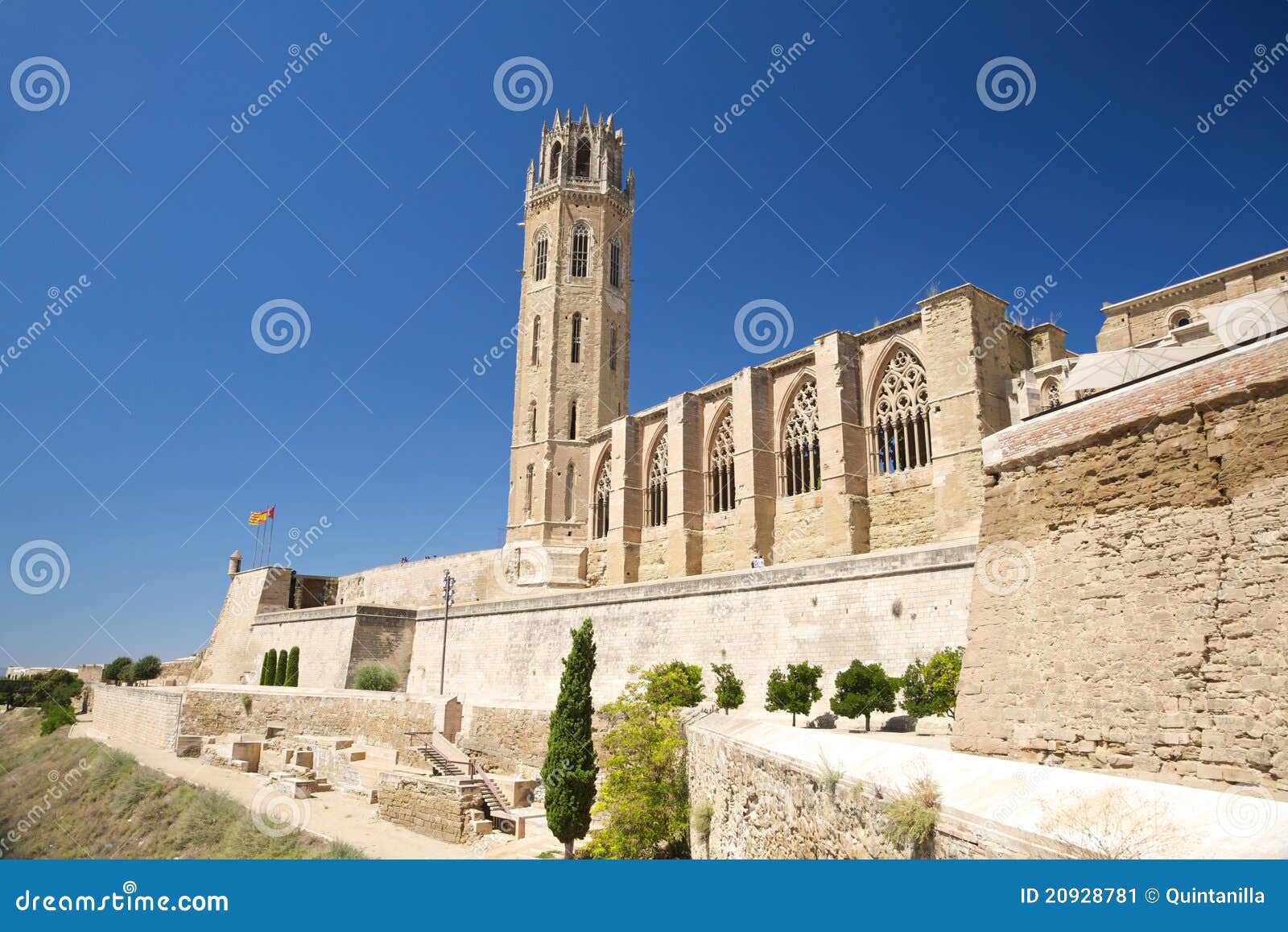 Landscape of Cathedral at Lleida City Stock Image - Image of balustrade ...