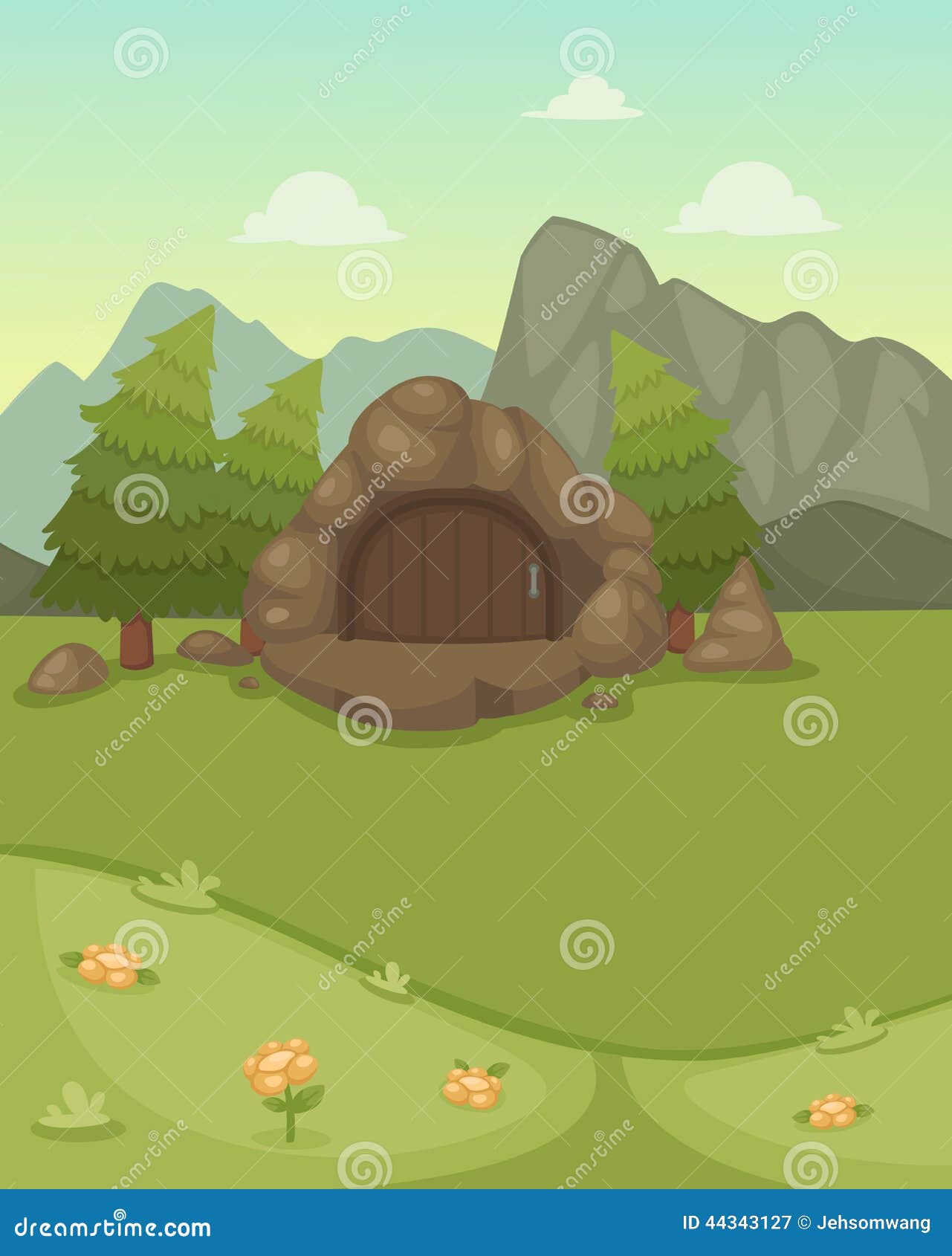 Cave Vector Background, Cartoon Cave Landscape With A Blank Center For ...