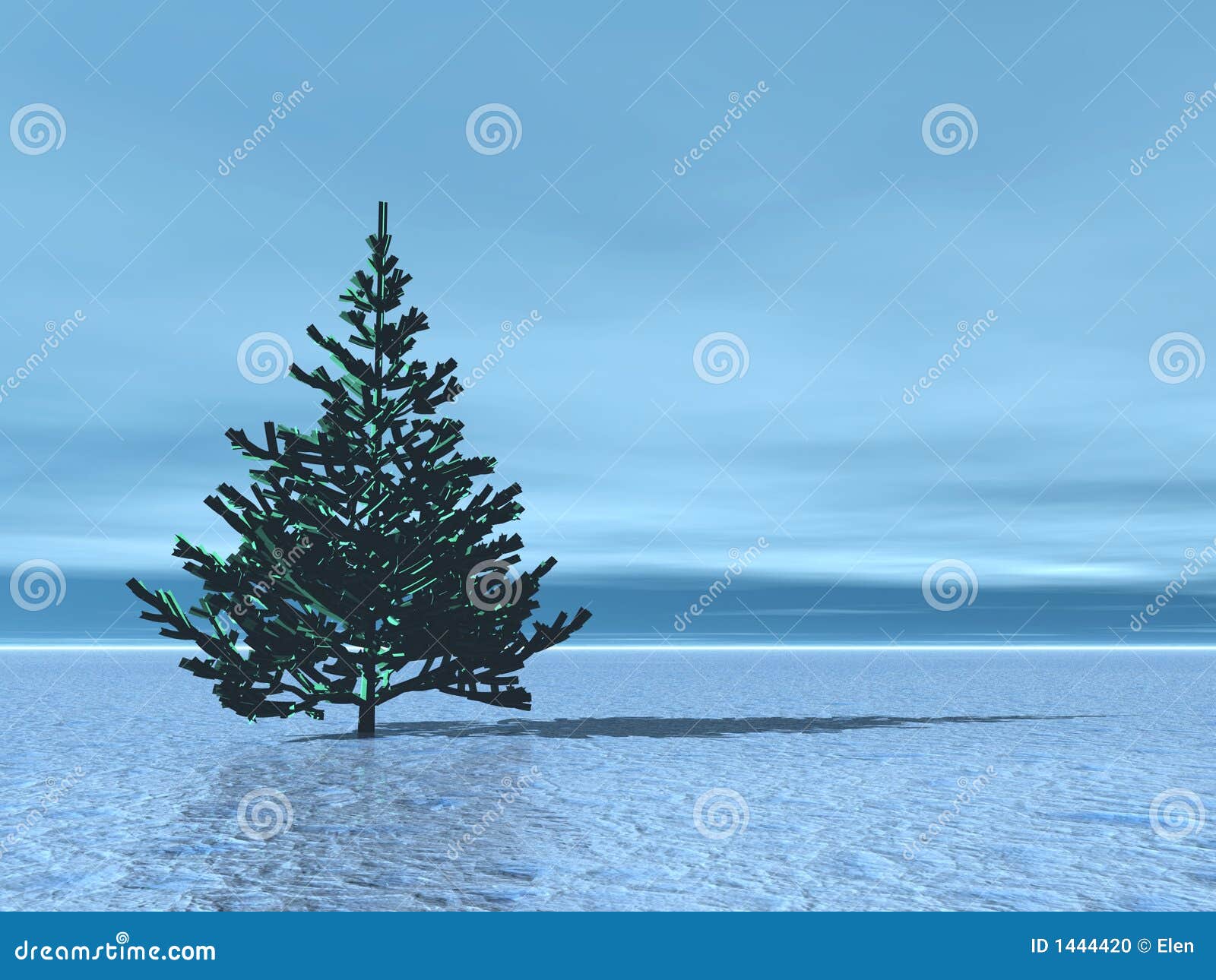 Landscape with Christmas Tree Stock Illustration - Illustration of ...