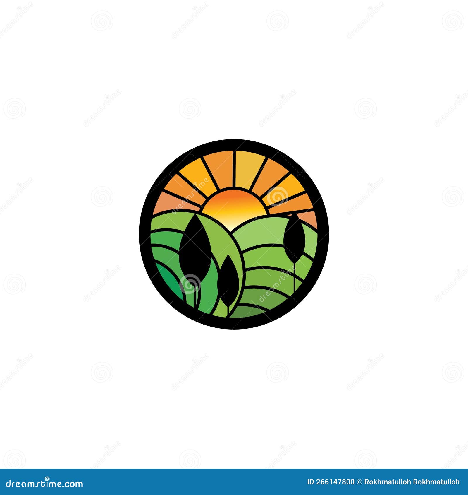 Landscape Circle Sunset Color Vector Design Stock Vector - Illustration ...