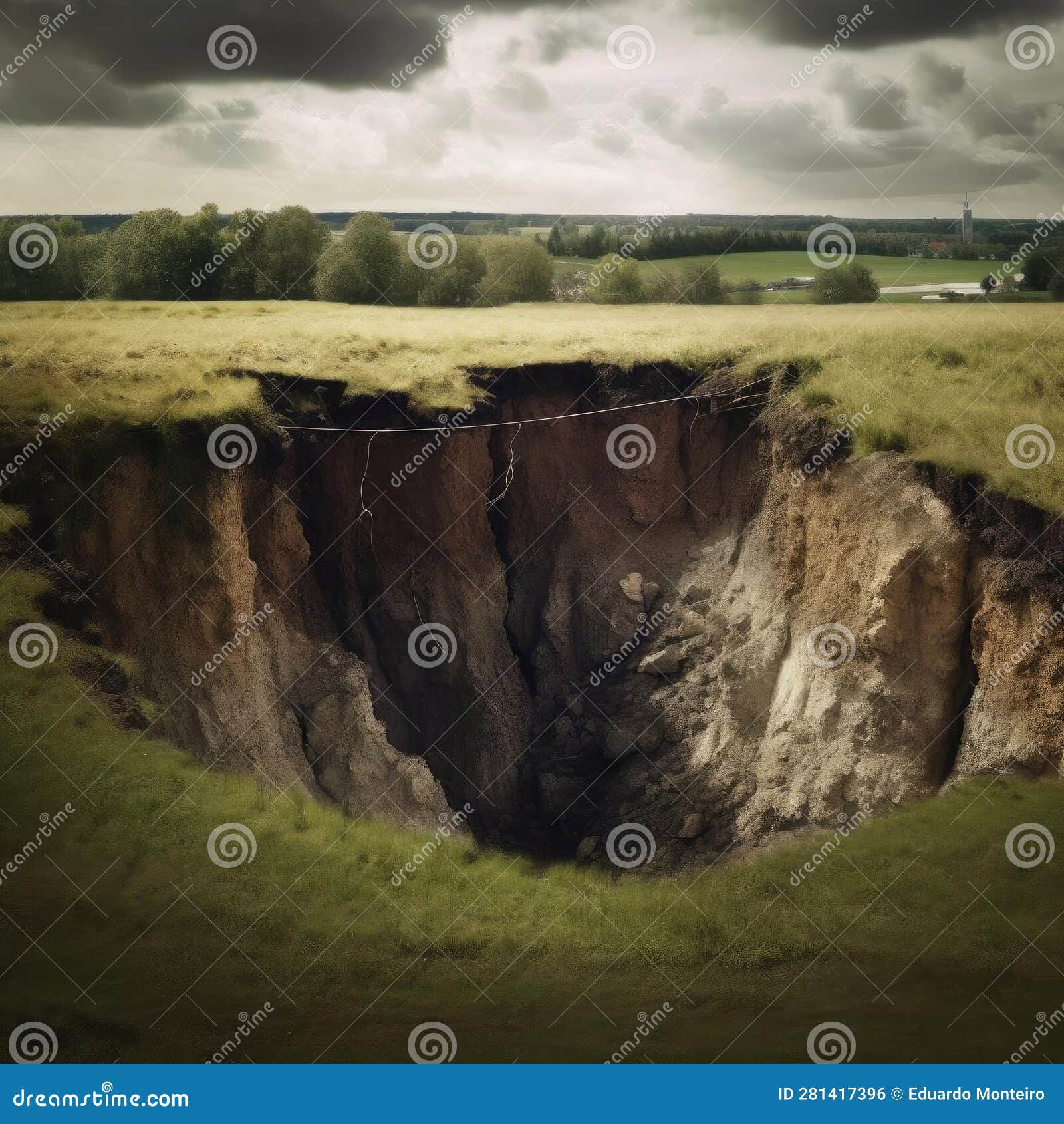 Landscape of a Cliff in the Middle of a Field Stock Illustration ...