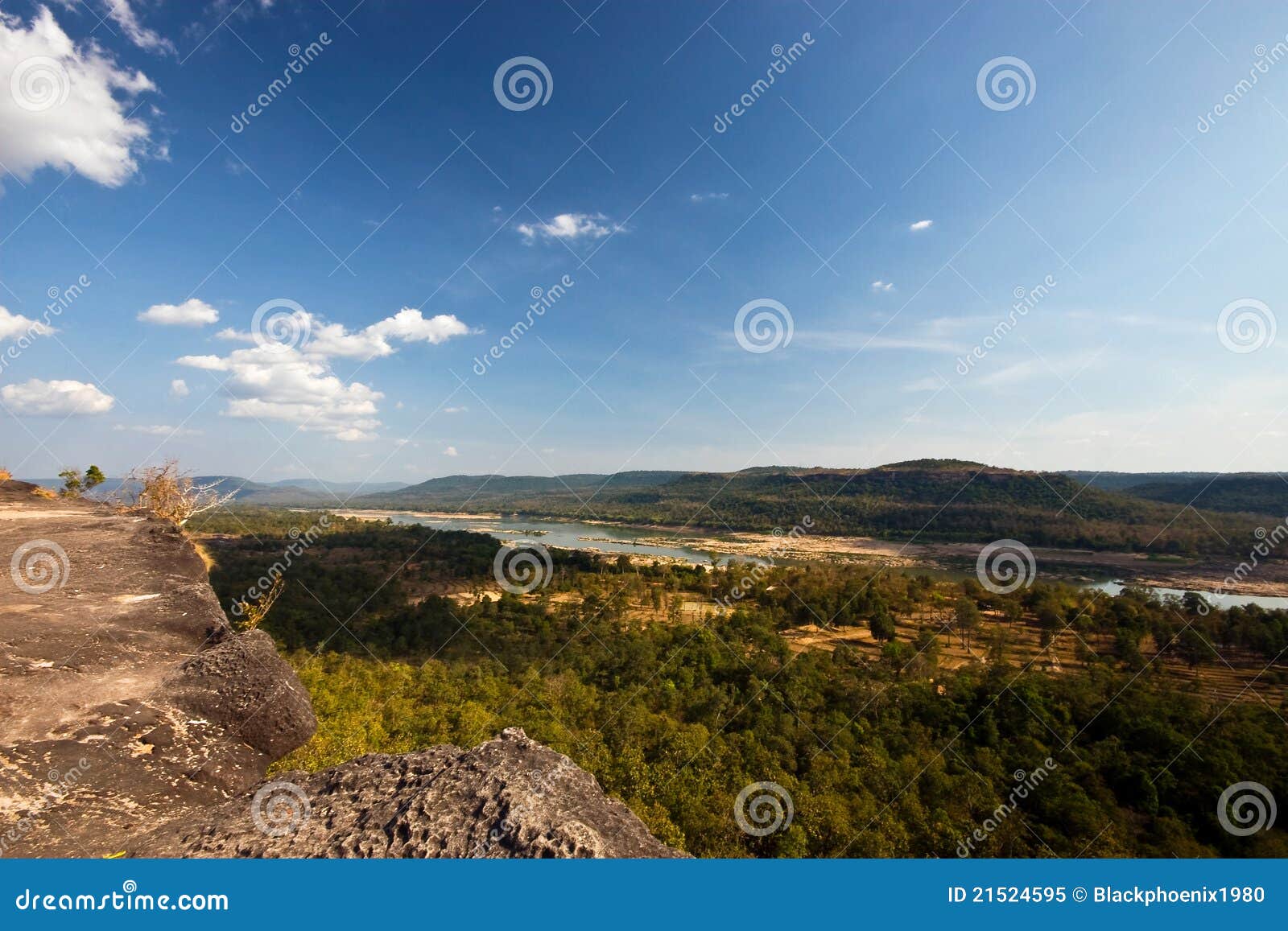 Landscape of Cliff beside River Stock Image - Image of island, cloud ...