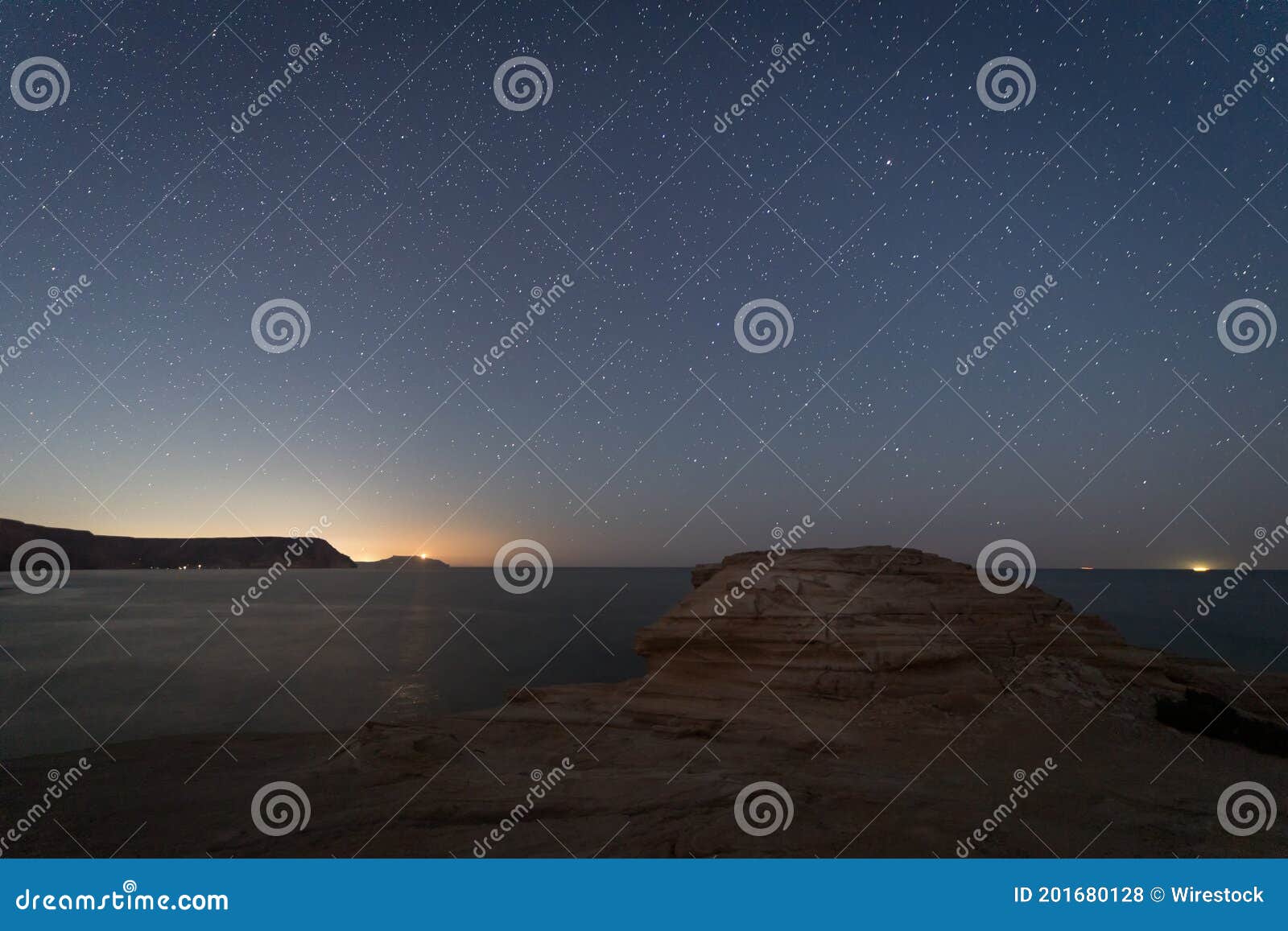 Landscape of Cliff Under Night Starry Sky Stock Photo - Image of nature ...