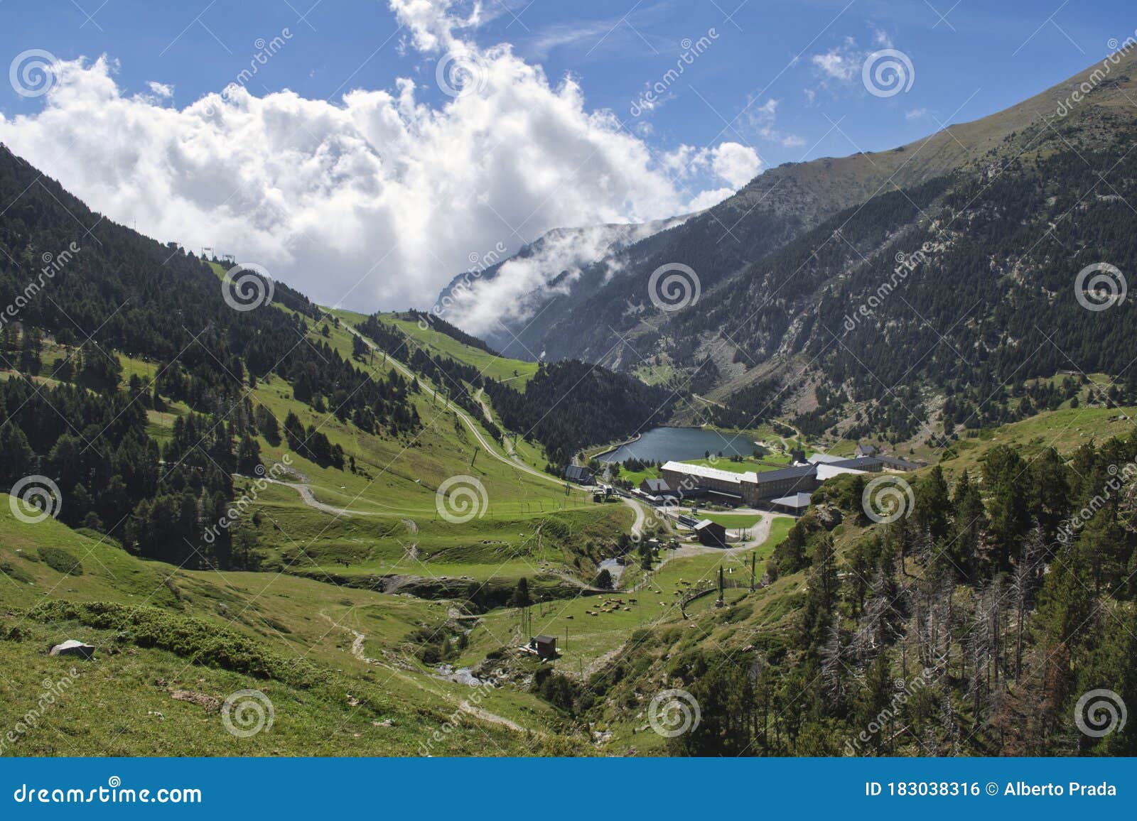 Nuria valley, pyrenees stock photo. Image of plateau - 183038316