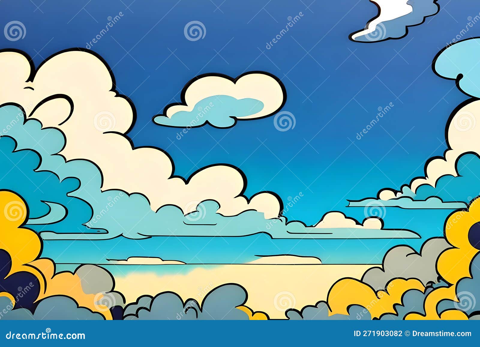 Landscape with Clouds in the Sky Stock Illustration - Illustration of ...