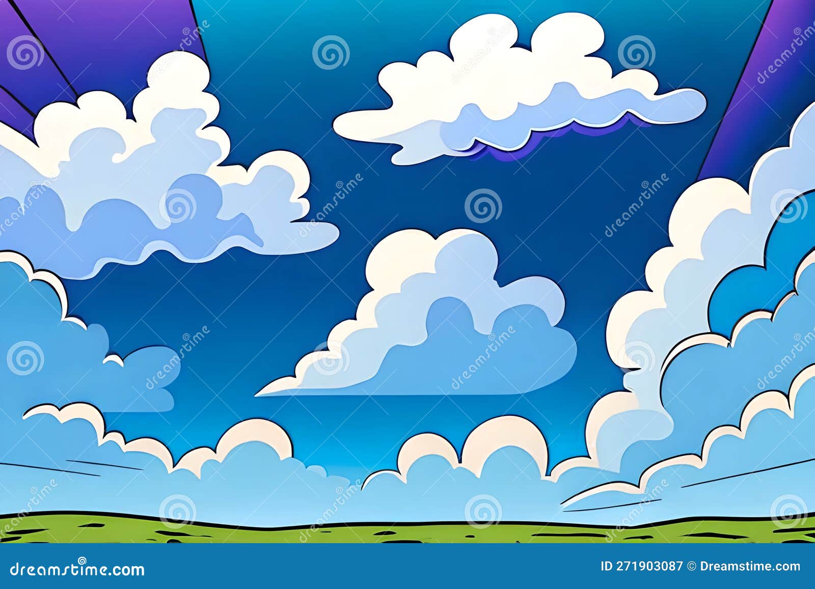 Landscape with Clouds in the Sky Stock Illustration - Illustration of ...