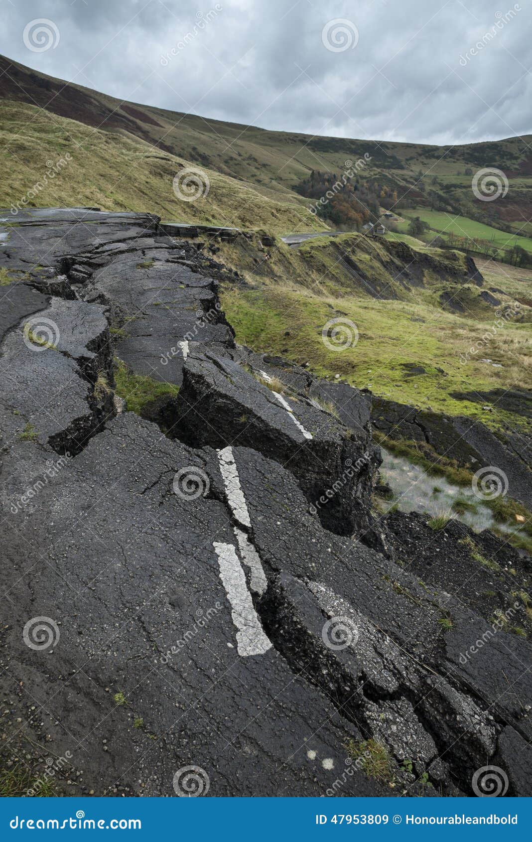 Landscape of Collapsed A625 Road in Peak District UK Stock Image ...