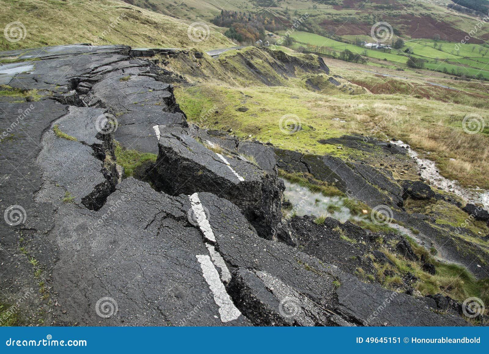 Landscape of Collapsed A625 Road in Peak District UK Stock Image ...