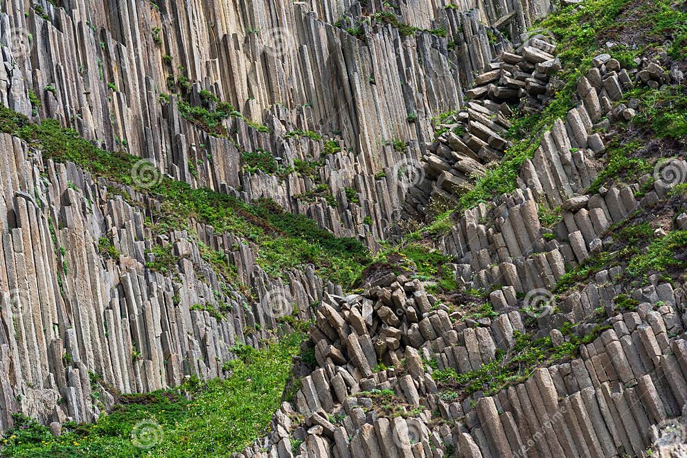Landscape with Columnar Basalt Rocks Forming a Natural Geometric ...