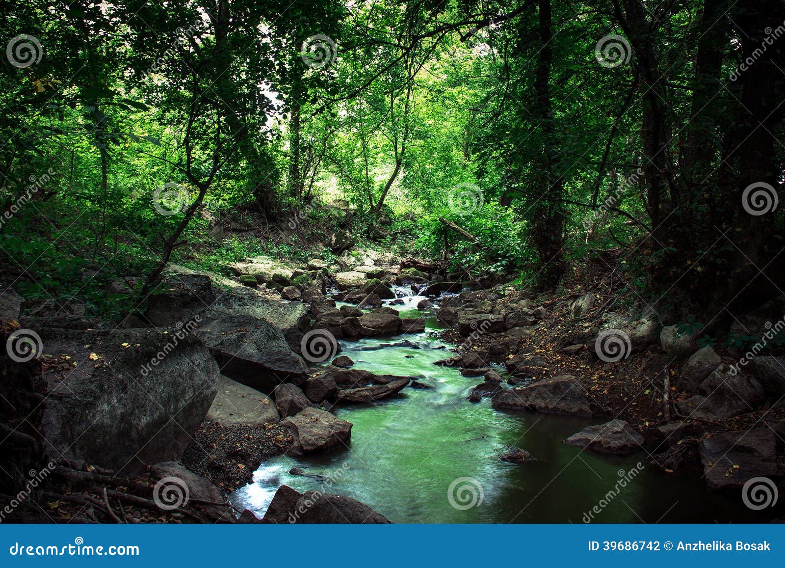 Landscape, Consisting of River, Rocks and Trees Stock Photo - Image of ...