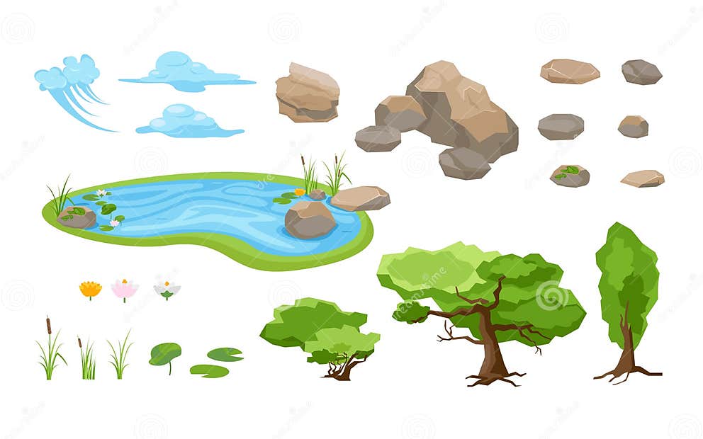 Landscape Constructor. Set of Different Nature Forests and Hills Stock Vector - Illustration of ...