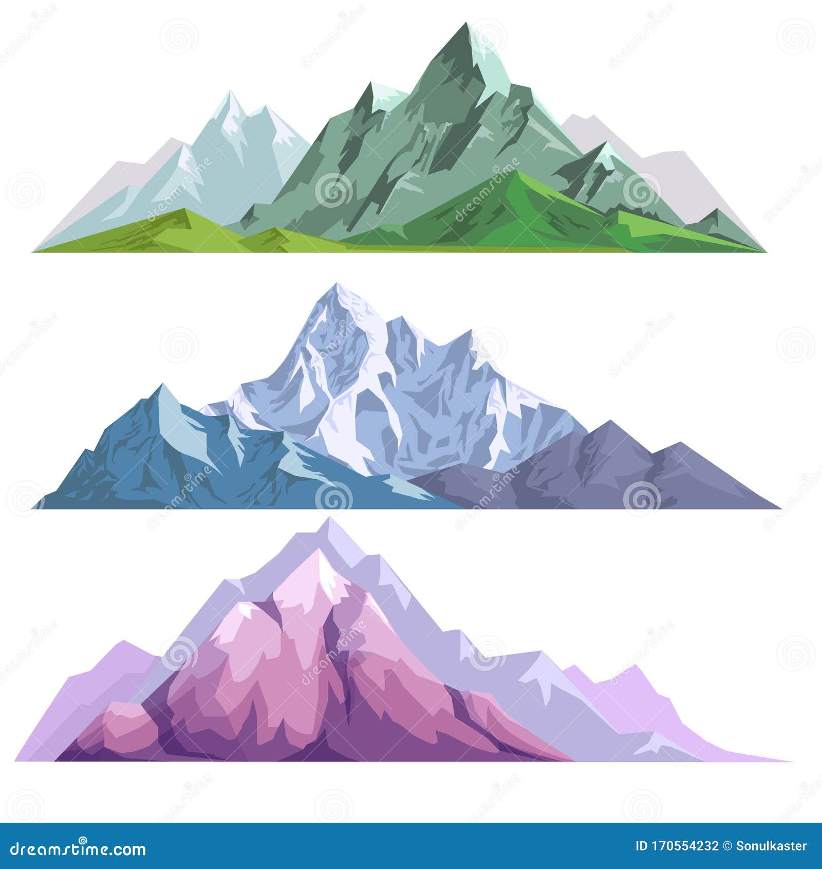 Landscape Constructor Set with Mountains of Different Colors Stock ...