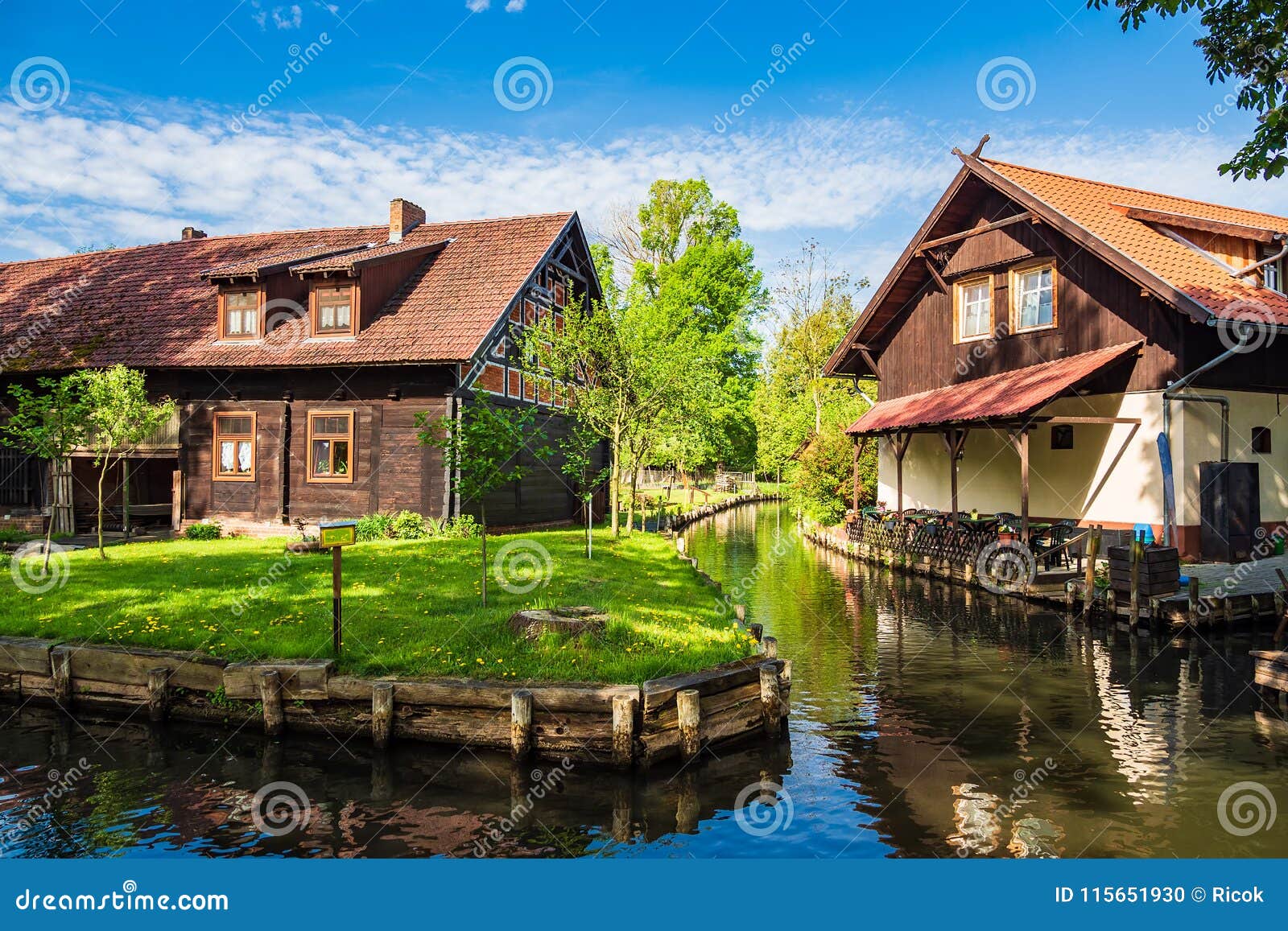 Landscape with Cottages in the Spreewald Area, Germany Stock Photo ...