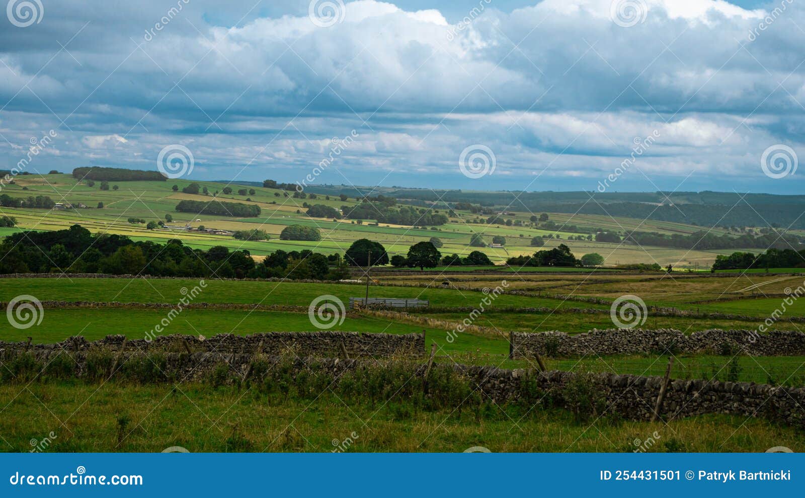 Landscape on Country Side with Blue Sky Stock Image - Image of green ...