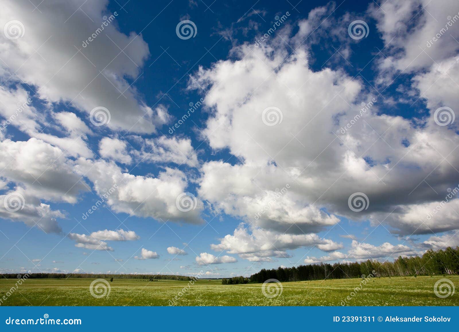 Landscape of Countryside with Blue Cloudy Sky Stock Image - Image of ...